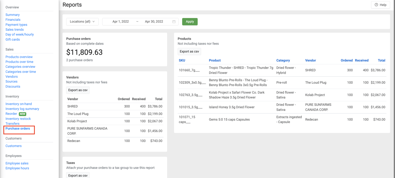 Purchase orders - Creating a purchase order